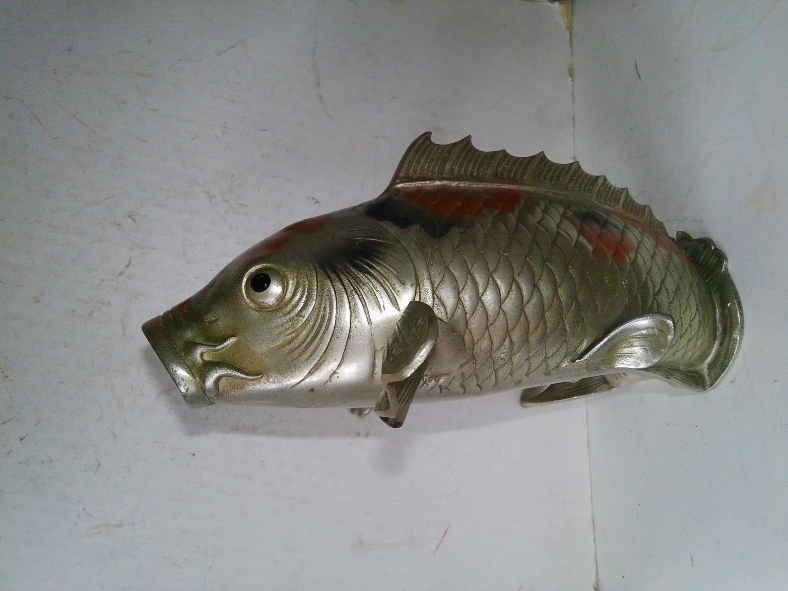 Koi Vase - Life Sized Realistic Chinese Bronze Vase 10" High in Shape ...