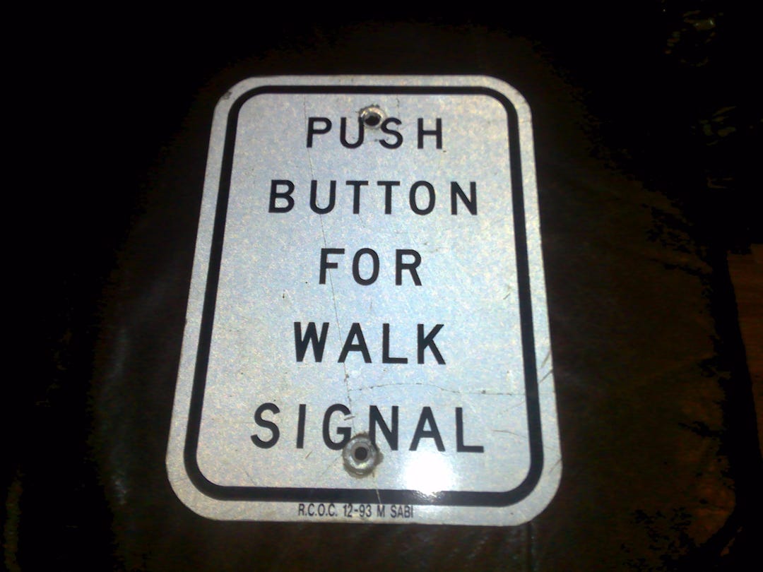 Push Button for Walk Signal -vintage Single Sided 12" X 9" Alum. Street ...