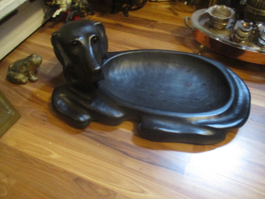 Andy Pouch Carved Black Labrador Tray - 23" X 13" X 9" High Hand Carved ...