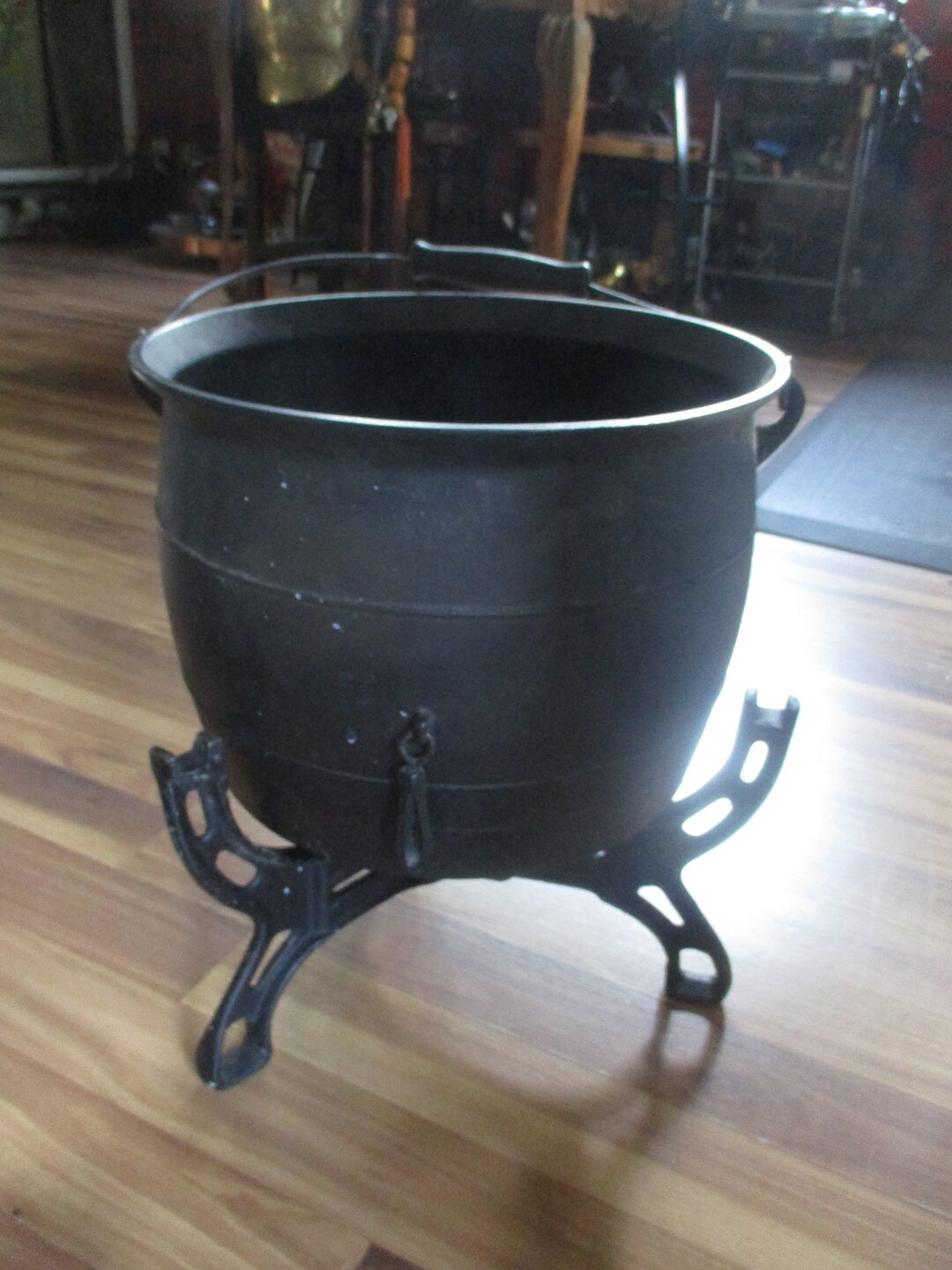 Antique Cast Iron Cauldron and Trivet Stand Very Rare 1890s Era 2 ...