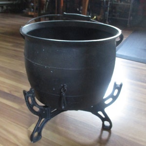 Antique Cast Iron Cauldron and Trivet Stand Very Rare 1890s Era 2 ...