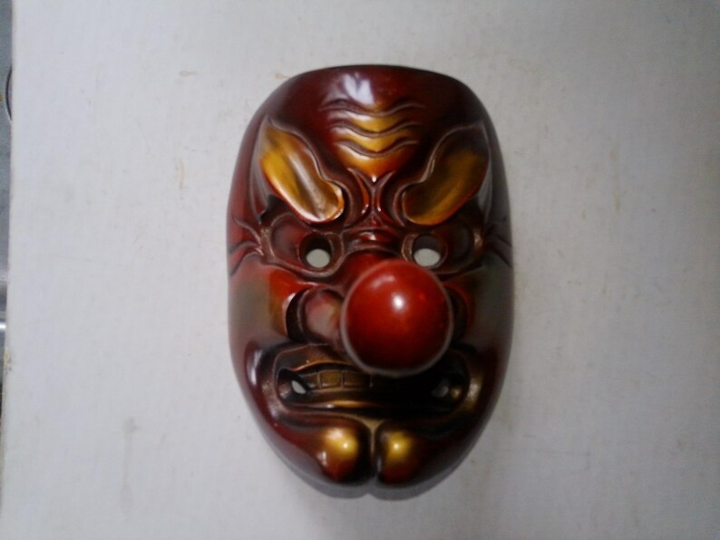 Tengu Noh Demon Mask - Classic Form in CAST IRON Hanging Decor - 7.75 ...