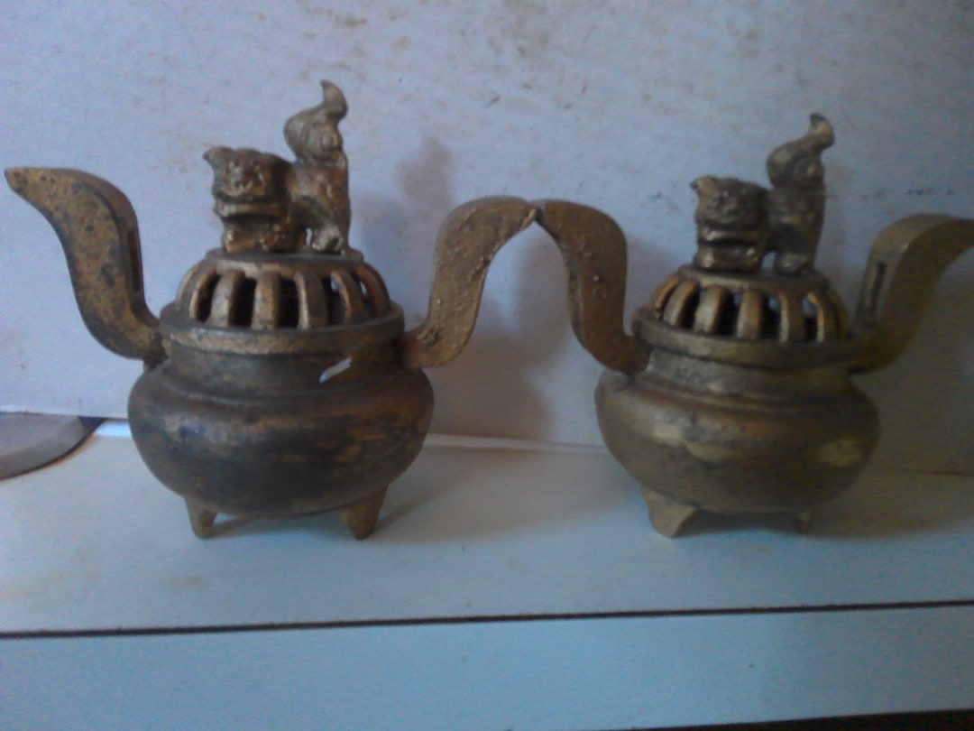 Foo Dog / Shi Shi Lion Incense Burner Set - Matched Winged 2 Piece ...