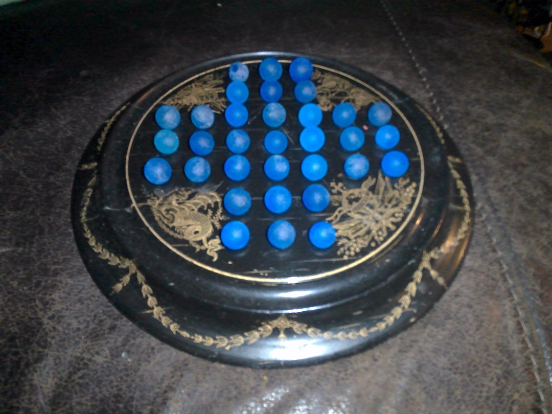 Antique Marble Solitaire Game Victorian Era Stone Game Board 9.5 Diam ...