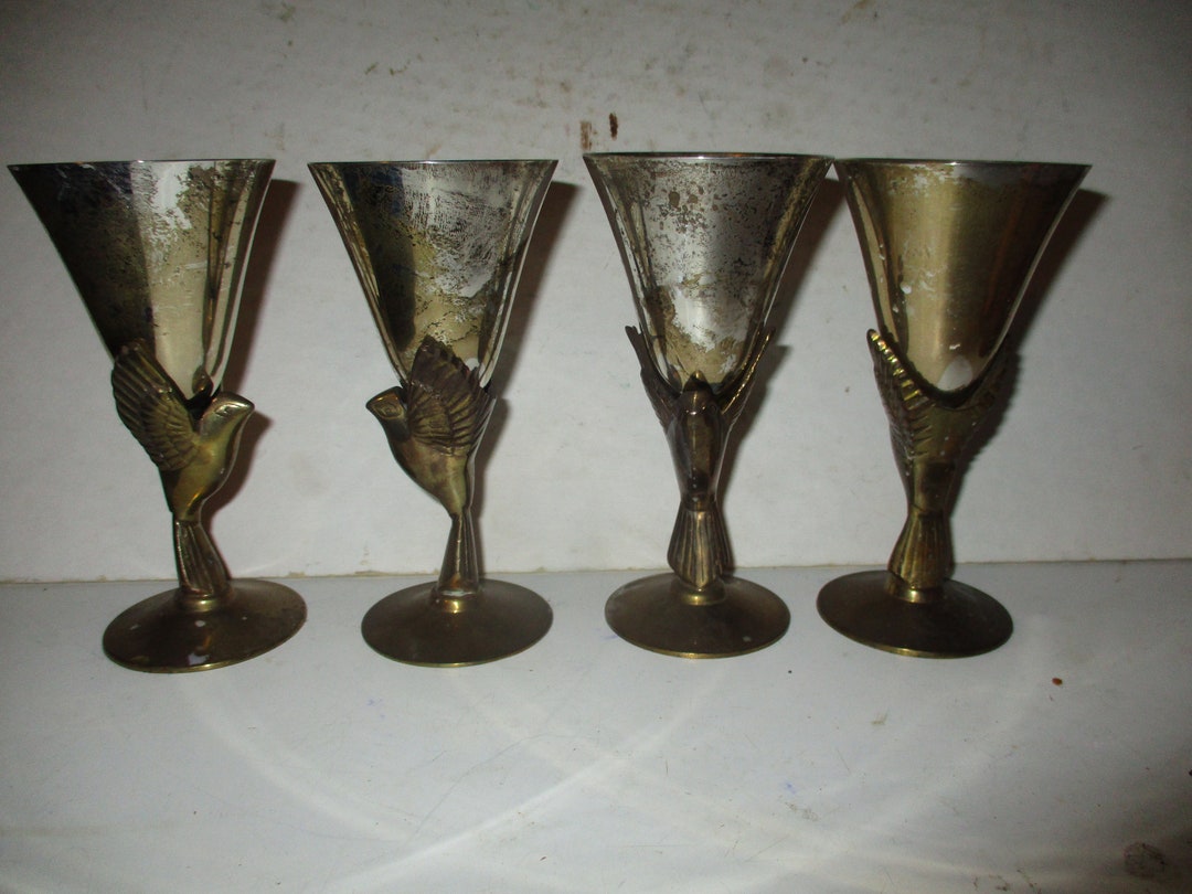 Godinger Silverplate Martini Glass Set - 4 Silverplated 3 Oz Cups on ...