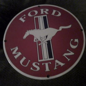 Ford Mustang Round Wall Sign- Licensed 11.25" Diam. Enamel Sign by Ande ...