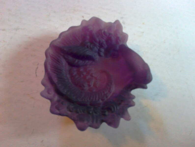 Daum Nancy Amethyst Art Glass Dish - 1900s Deep Relief Art Nouveau ...