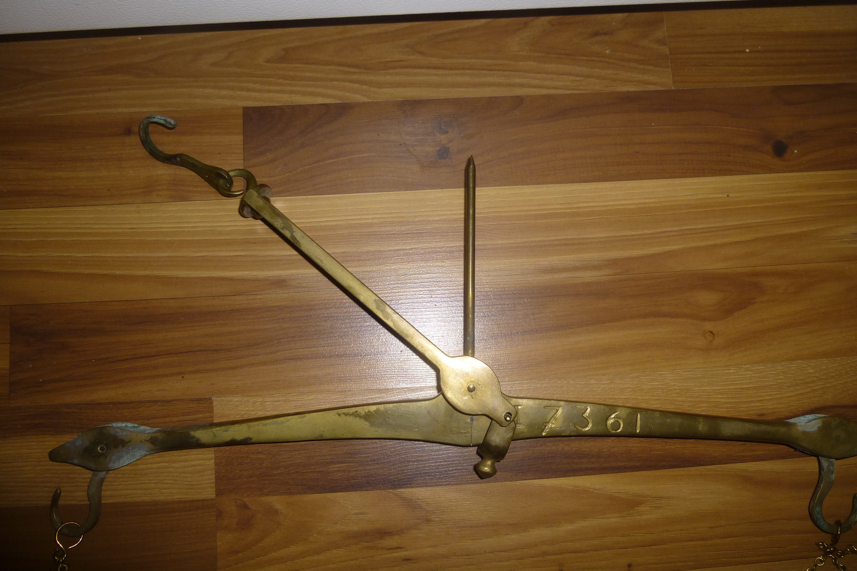 Antique Hanging Brass Equal Arm Balance Scale With Hanging Copper ...