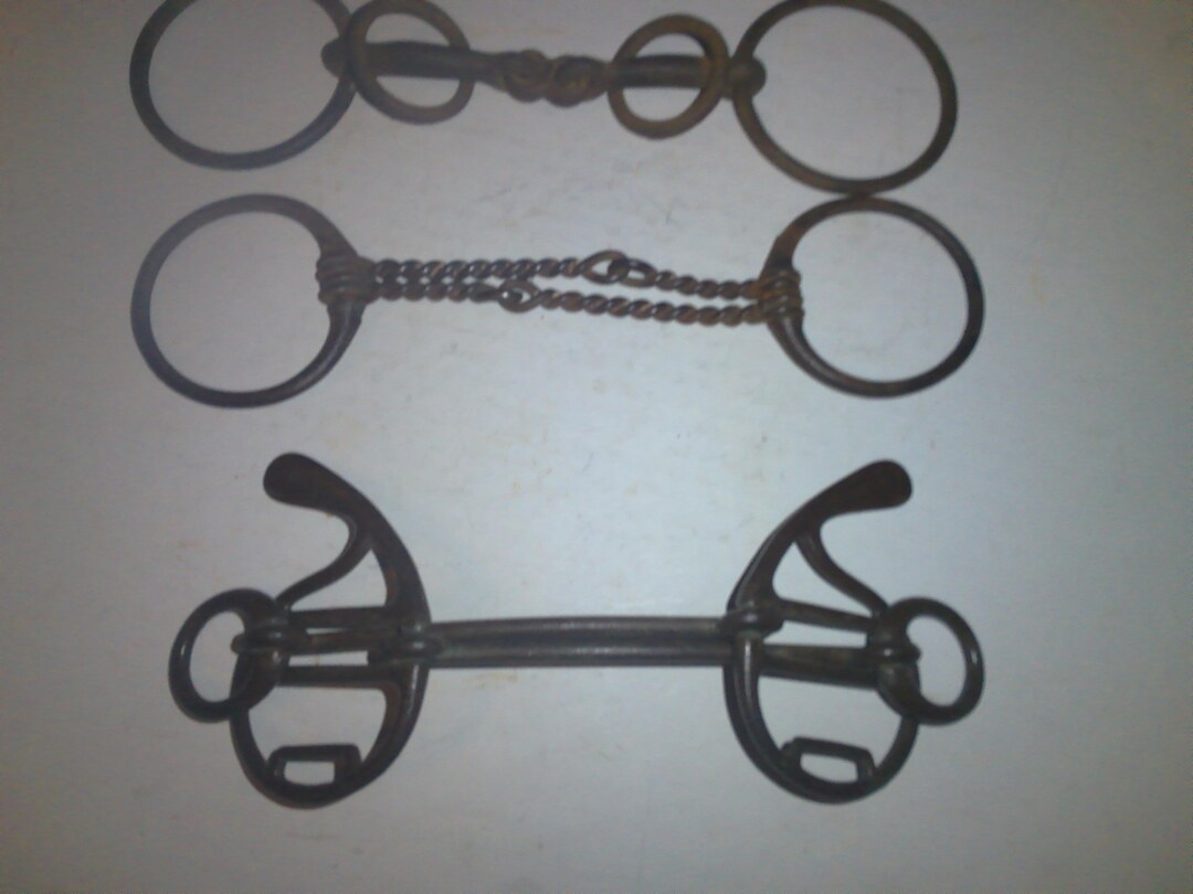 Horse Bit Set- 3 Styles of Antique Wrought Iron Bits 12.5" and 13 ...