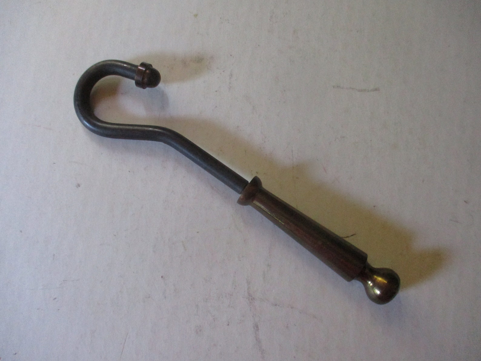 Brass Flue Pull Hook - Classical Ball and Column Handle 9" Long 2.25 ...