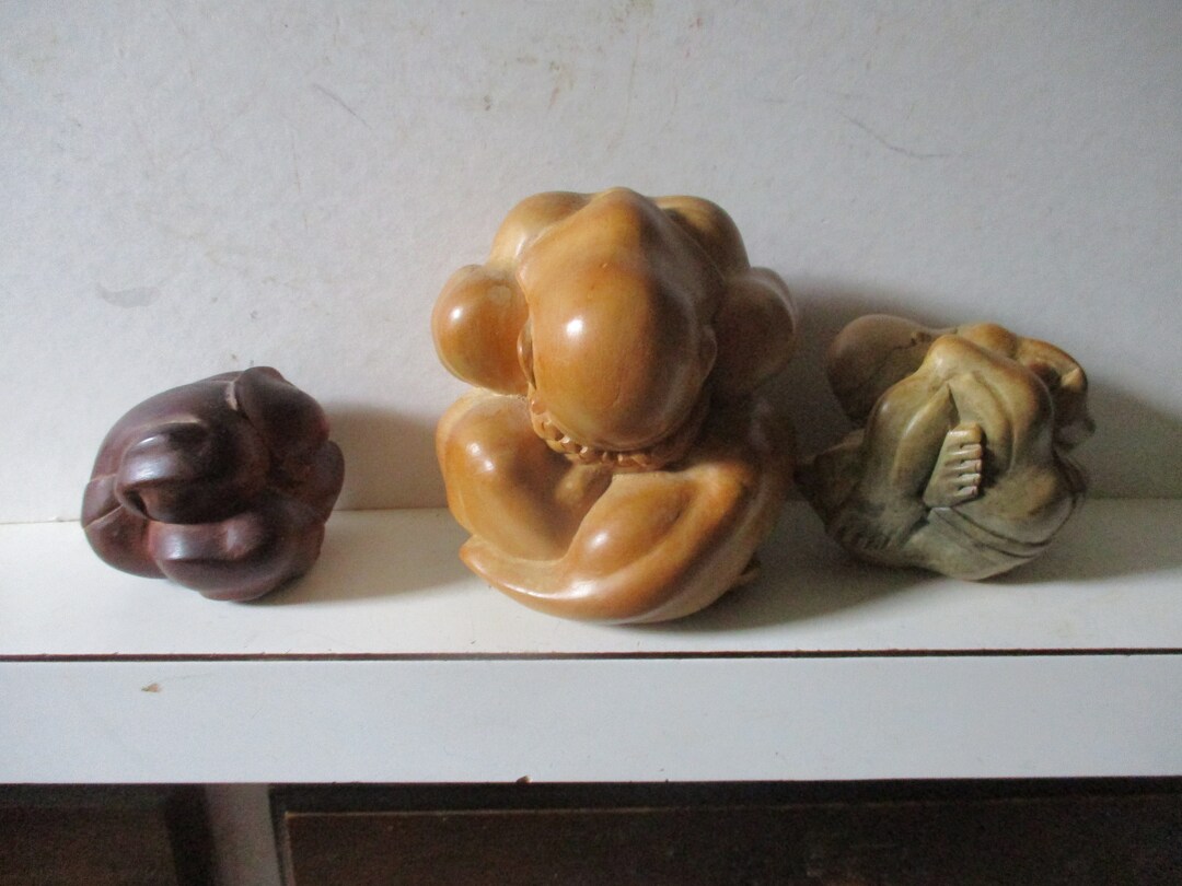 Weeping or Crying Buddha (sleeping Buddha) Figurines- 3 Hand Carved ...