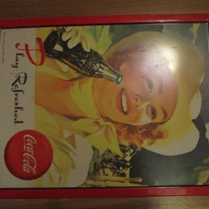 Cowgirl Coca-cola Play Refreshed Wall Sign - 1985 Cola Clan 17.25" X 13.5" X 1/2" Deep Litho ...