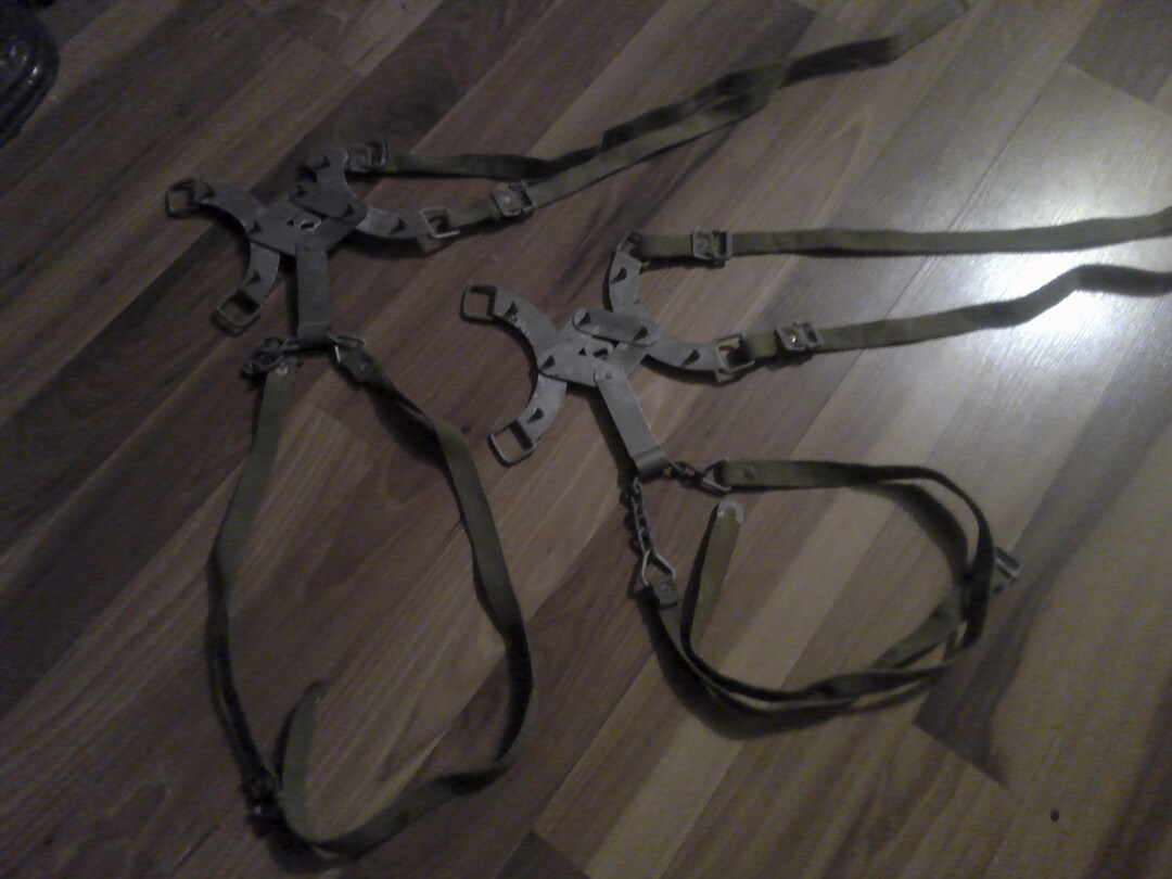 WW2 Era 7 Point Strap-on Steel Crampons - 7 Steel Cleats That Can Be ...