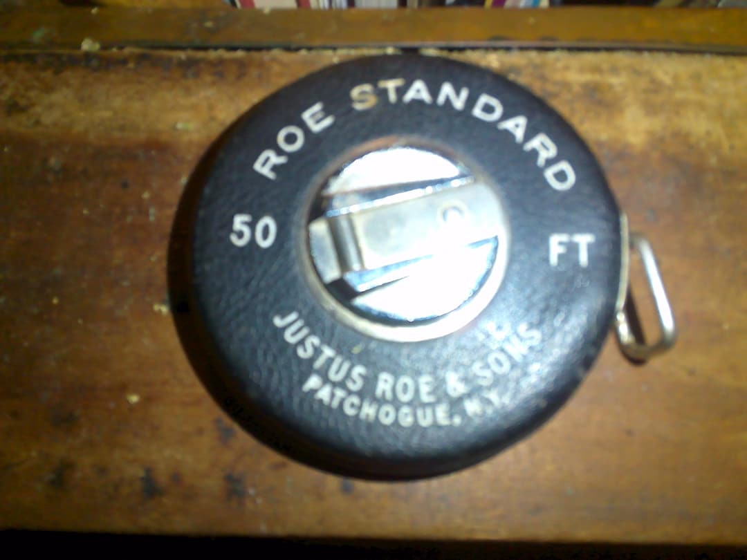 Roe Standard 50 Ft Tape Measure = 1940s Justus Roe and Sons Form in ...