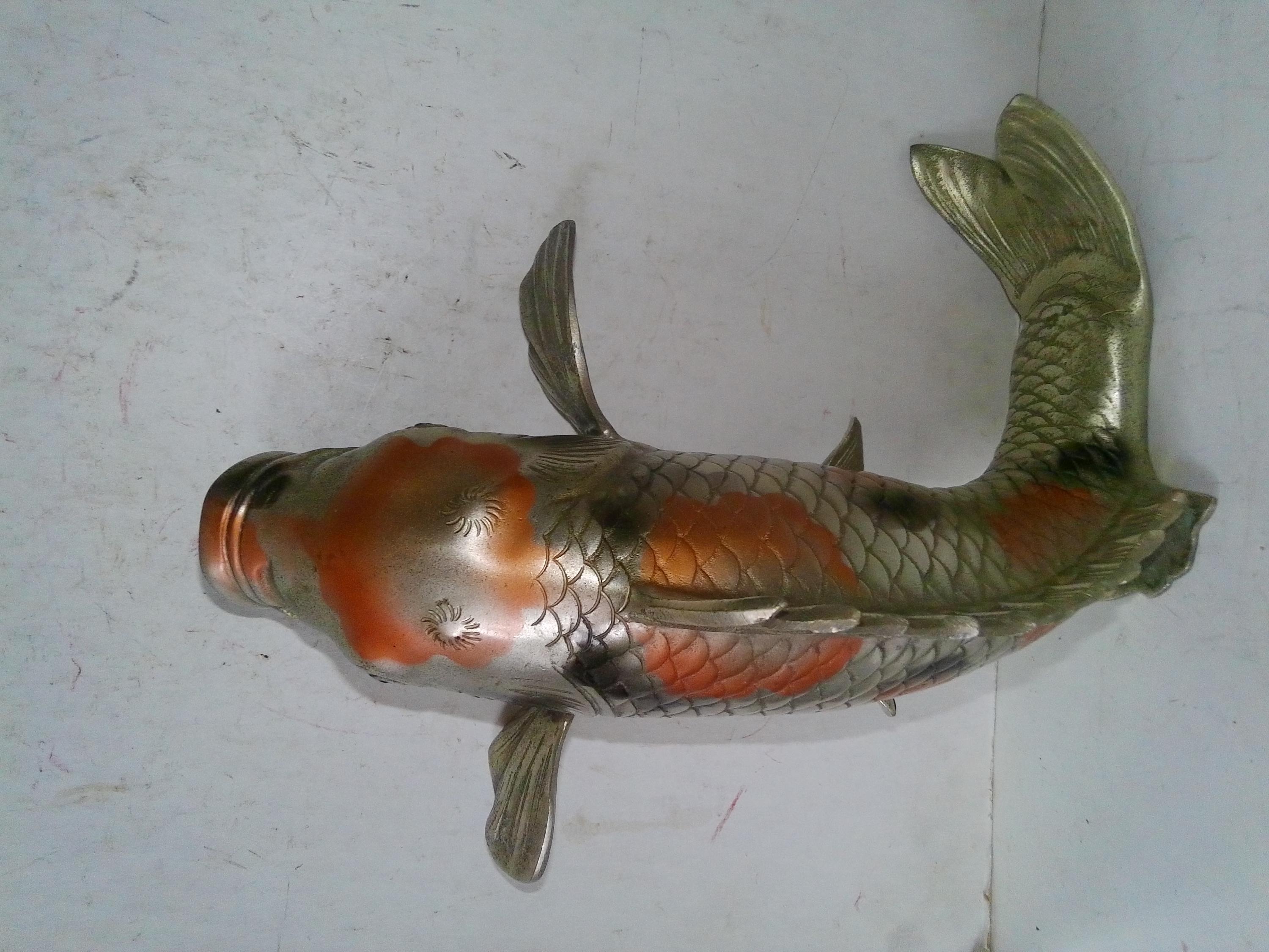 Koi Vase - Life Sized Realistic Chinese Bronze Vase 10" High in Shape ...