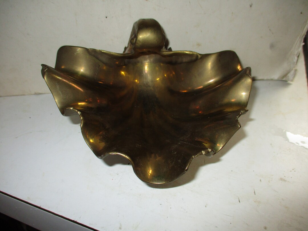 Brass Scallop Shell - 7" 8" X 4" Form for Decor or Use - Fun Functional ...