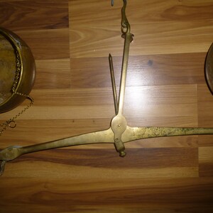 Antique Hanging Brass Equal Arm Balance Scale With Hanging Copper ...