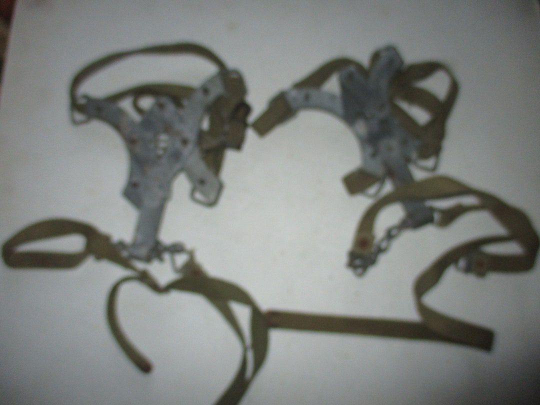 Steel W/ Canvas Crampons - WW2 Era Steel Cleats That Can Be Strapped ...
