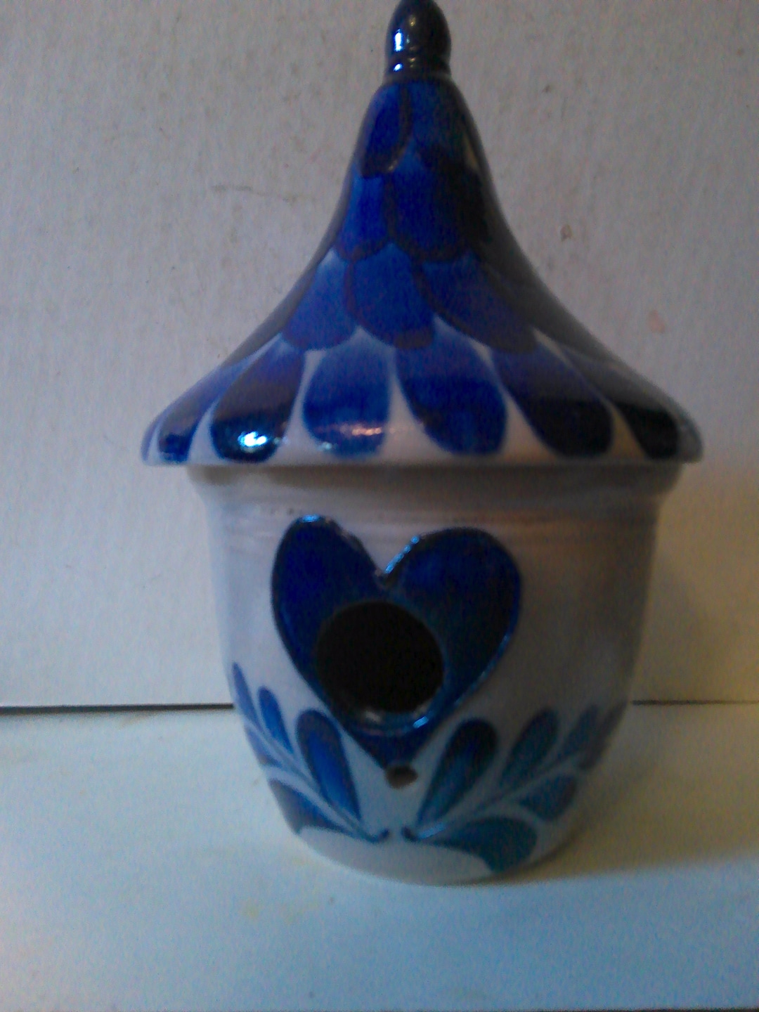 Eldreth Pottery Birdhouse 9 Tall 2 Piece Slip Painted Salt Glazed Form ...