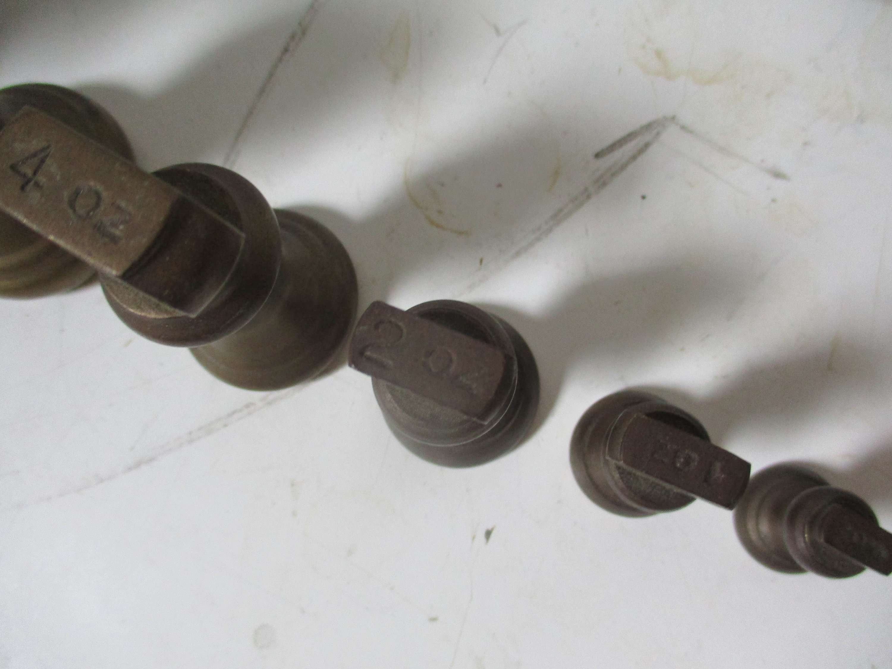Brass Bell Shaped Scale Weights - Antique 7 Piece Set From .5 Oz to 2 ...