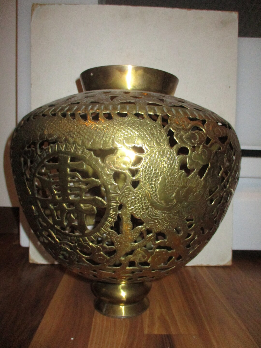 Dragon Decorated Chinese Brass Fretwork Pendant Style Lamp Shade Easily ...