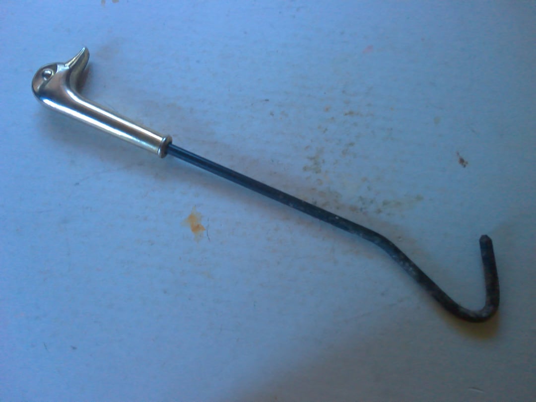 Duck Head Brass Flue Pull Hook - Turned Brass Handle 15" Long 2." Wide ...