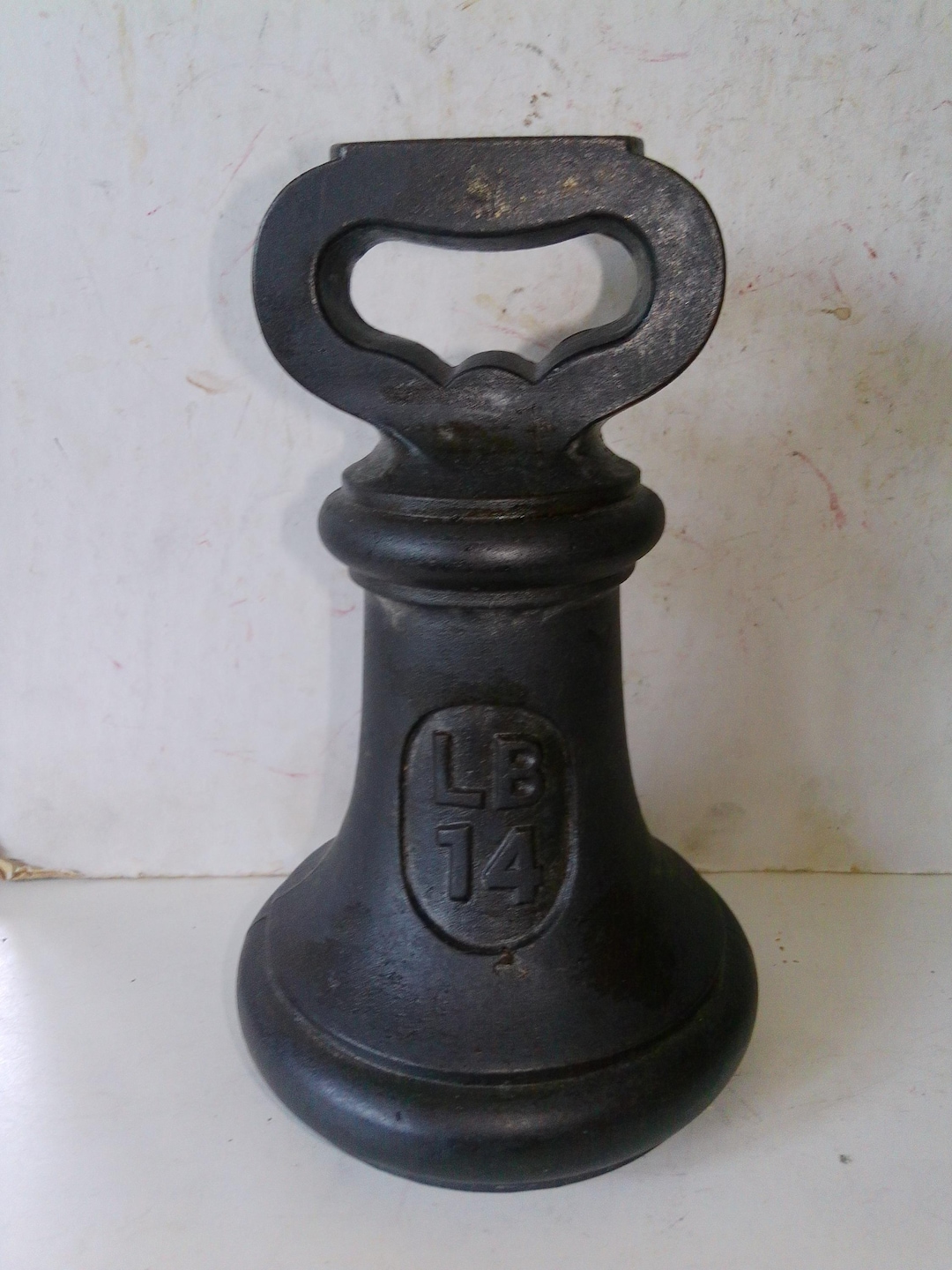 Antique Cast Iron Bell Weight - Large 14 Lb Form (avery?) - Bookend ...