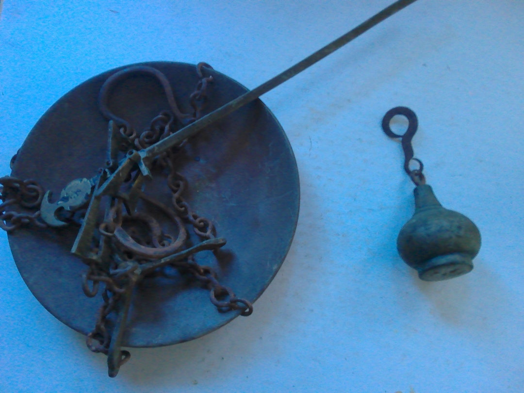 Antque Brass Beam Hanging Scale Form - Functional Decor 9" Pan Hangs 24 ...