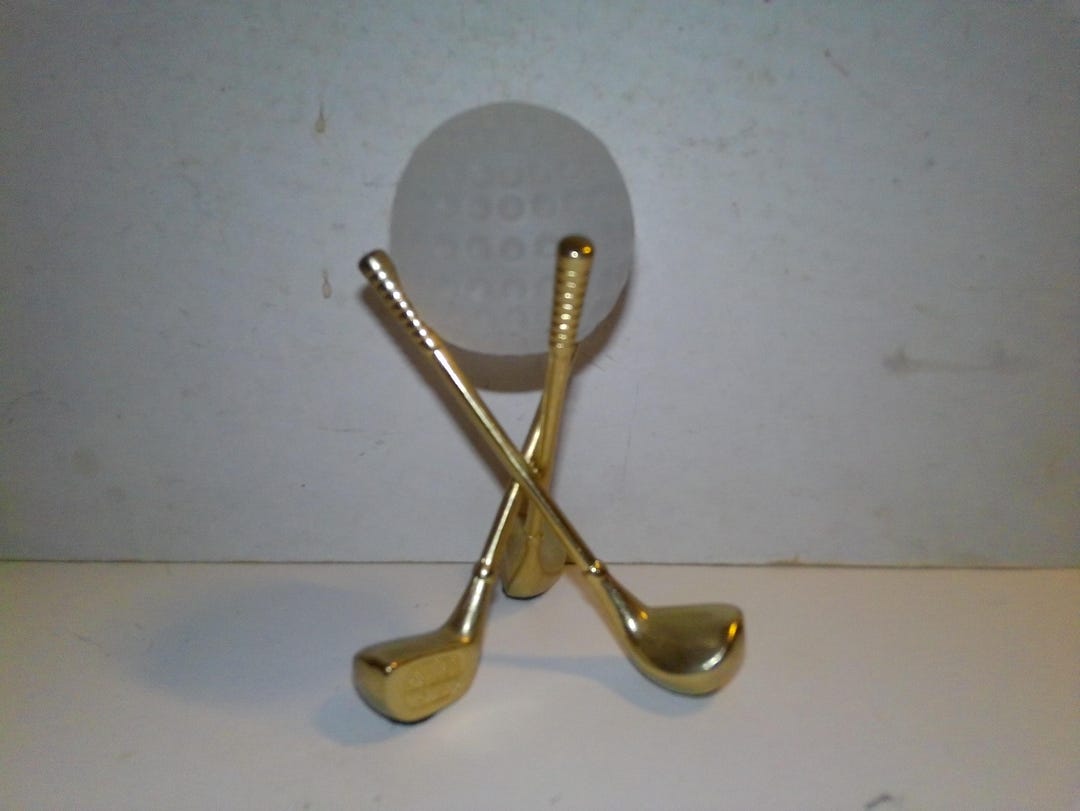 Glass Golf Ball Paperweight W Stand - 2.5" Diameter Dimpled Frosted ...