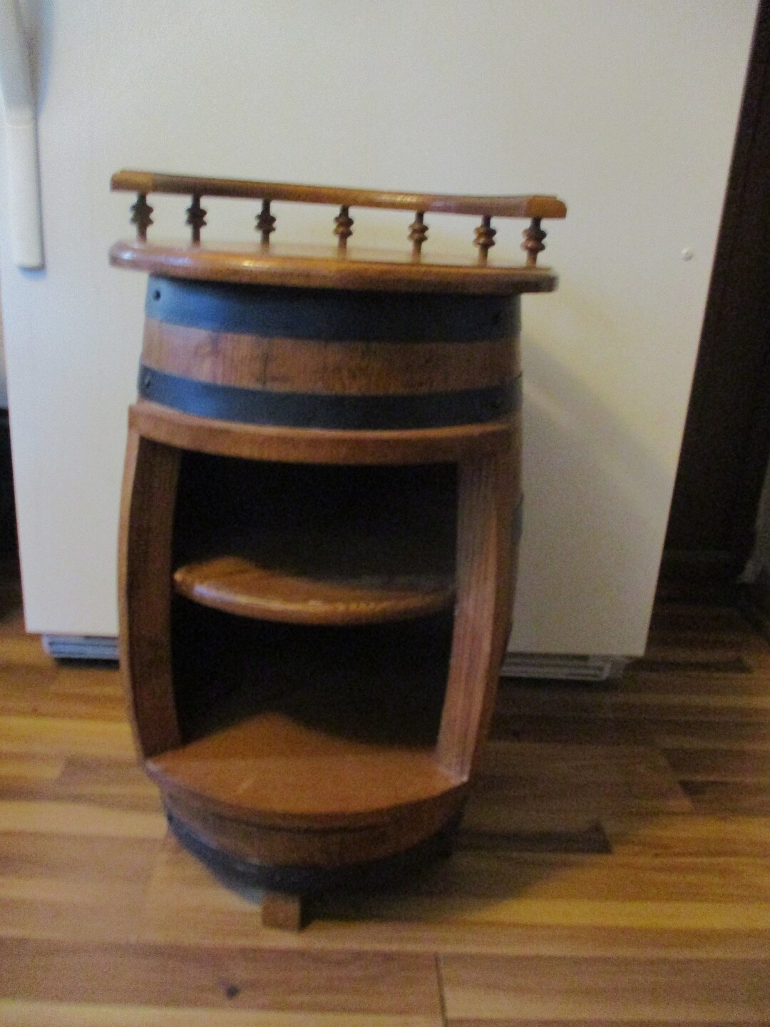 Barrel Shaped Side or End Table - Hand Crafted Form With Back Railing ...