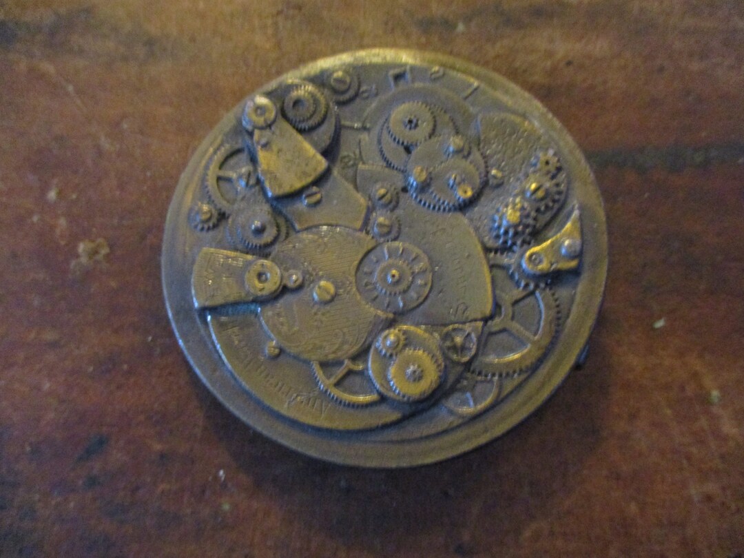 Clockwork Belt Buckle - 2.5" Bronze Form - Pocket Watch Shaped Ring of ...