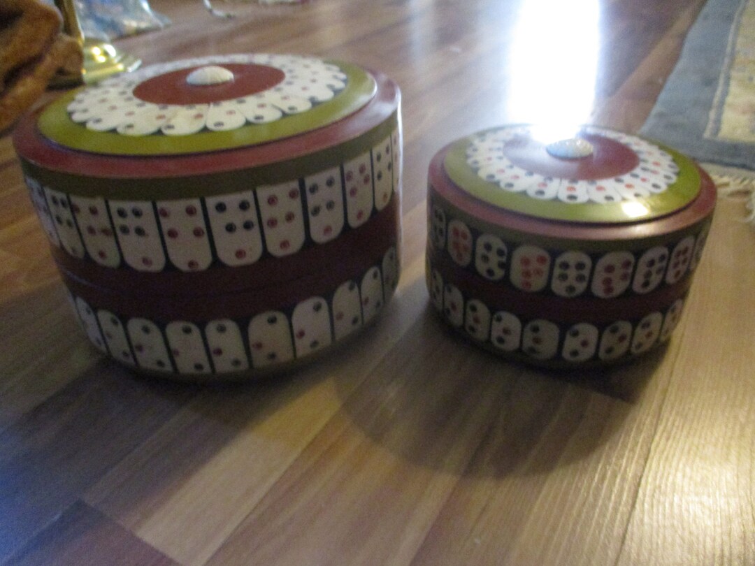 Round Nesting Boxes - Set of 2 Hand Carved Wood Forms With Bone Inlay ...