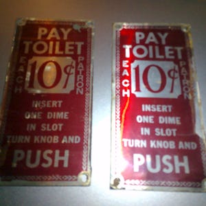 Pay Toilet Stall Door Signs - Set of 2 Antique Metal Door Signs 2.5" X ...
