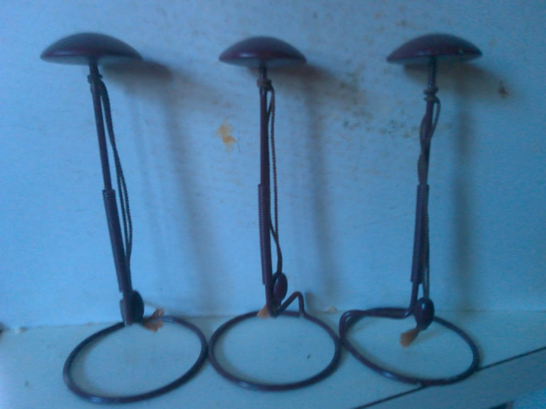 Vintage Hat Stands-set of 3 With Spring Column-dresser/tabletop Sized ...