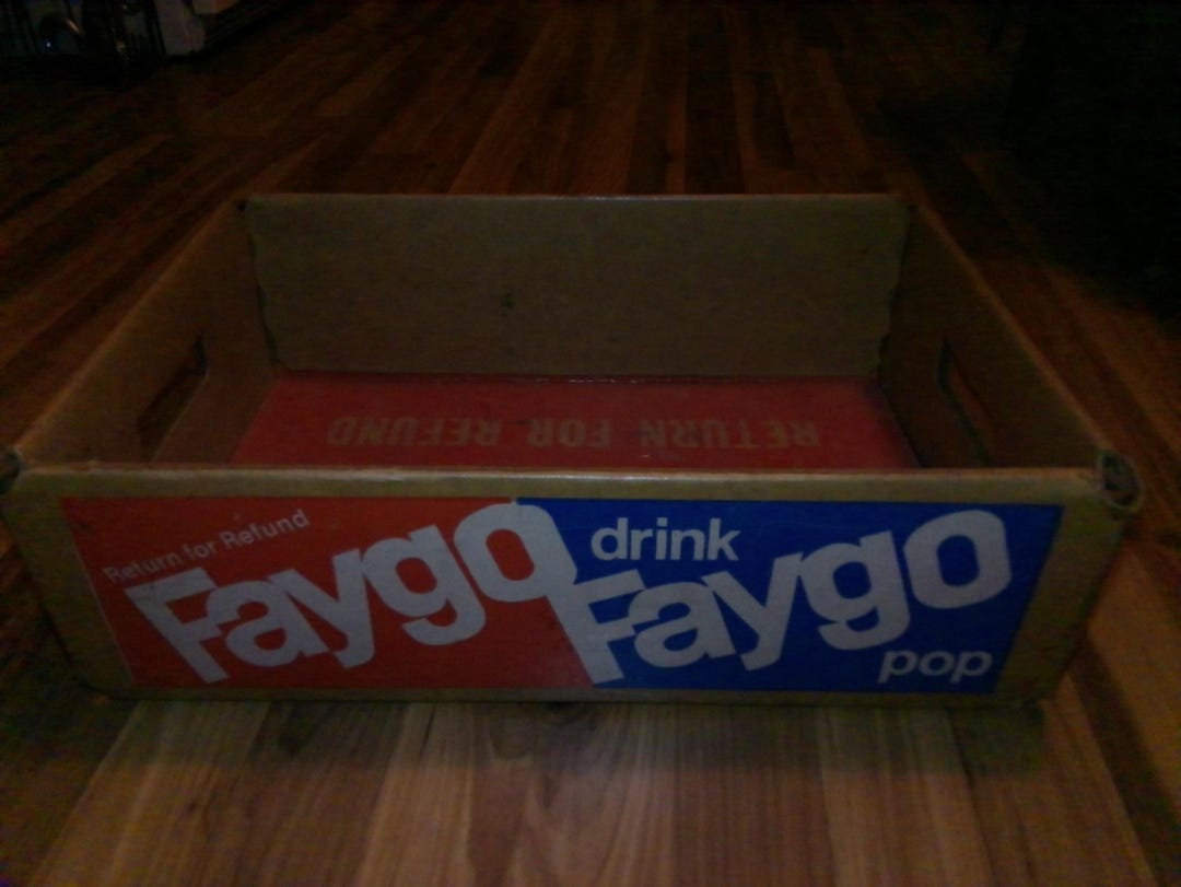 FAYGO Soda Pop Storage Crate -1970s Open Tray Style for 24 1/2 Liter Bottles-metal Reinforced ...