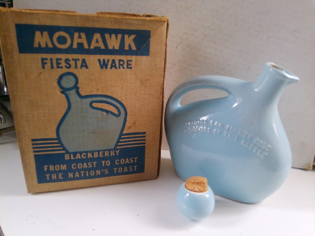 Mohawk Fiesta Ware Brandy Bottle Decanter - 1950s Quart Ceramic Bottle ...