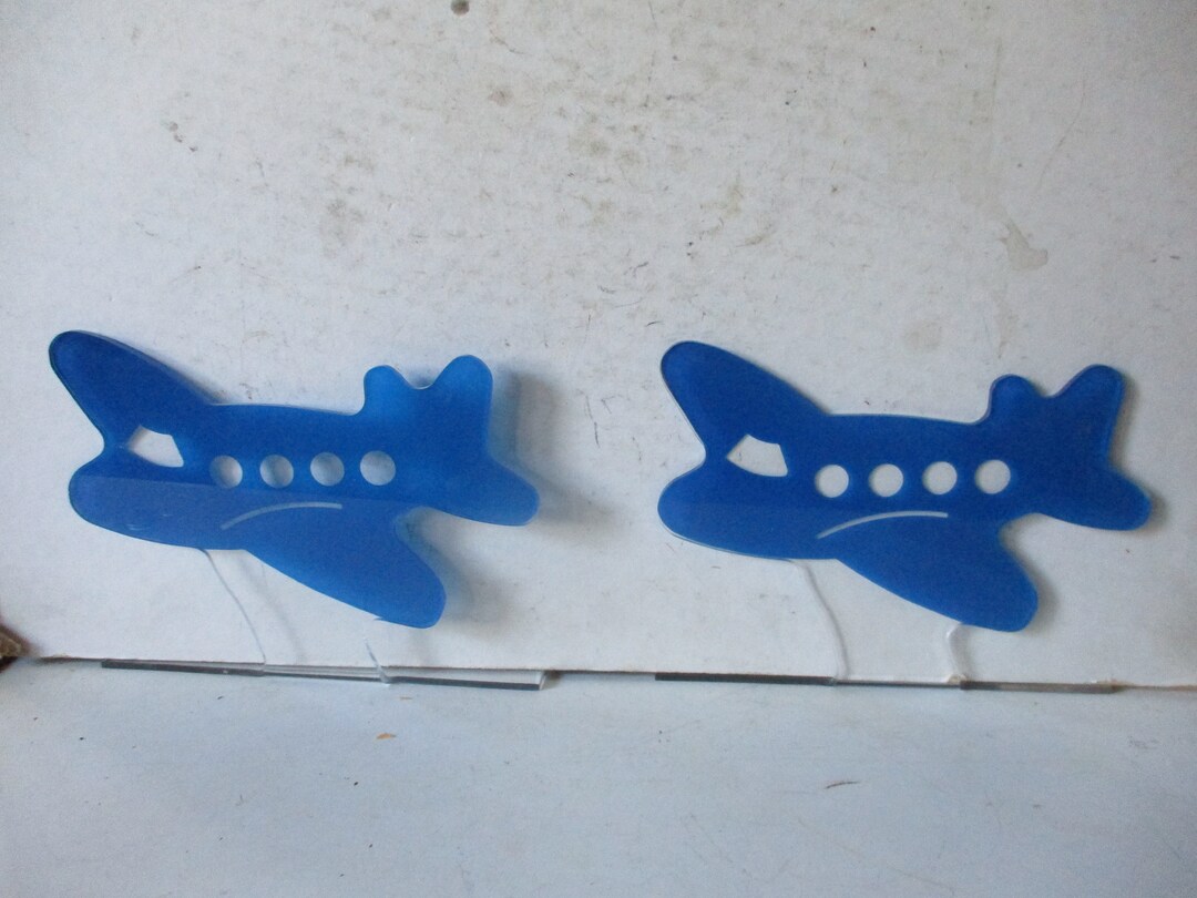 Airplane Bookends - Clear Lucite With Blue Plane - See Through Windows ...