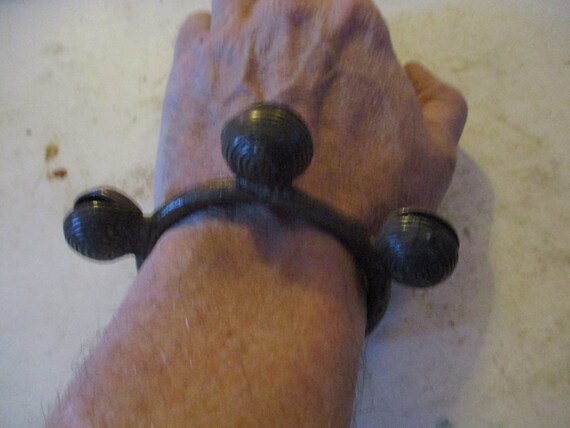 Antique African Bronze Bell Cuff - stylish cast metal… - Gem