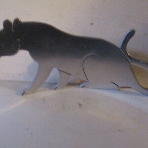 Big Cat Figurine - MCM Cast Aluminum Crouching Cat Image 9.5" X 4.25" X ...