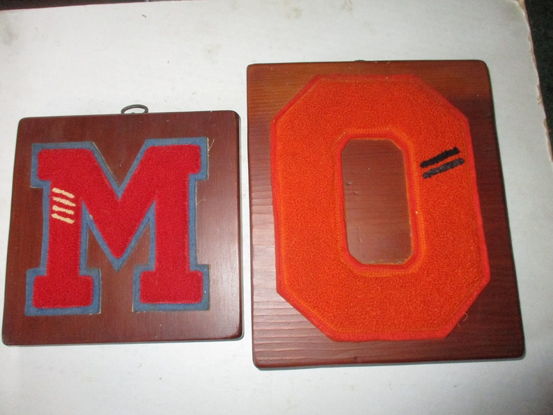 Varsity Wall Decor Two 1950s Era Chenille Patches Mounted to - Etsy