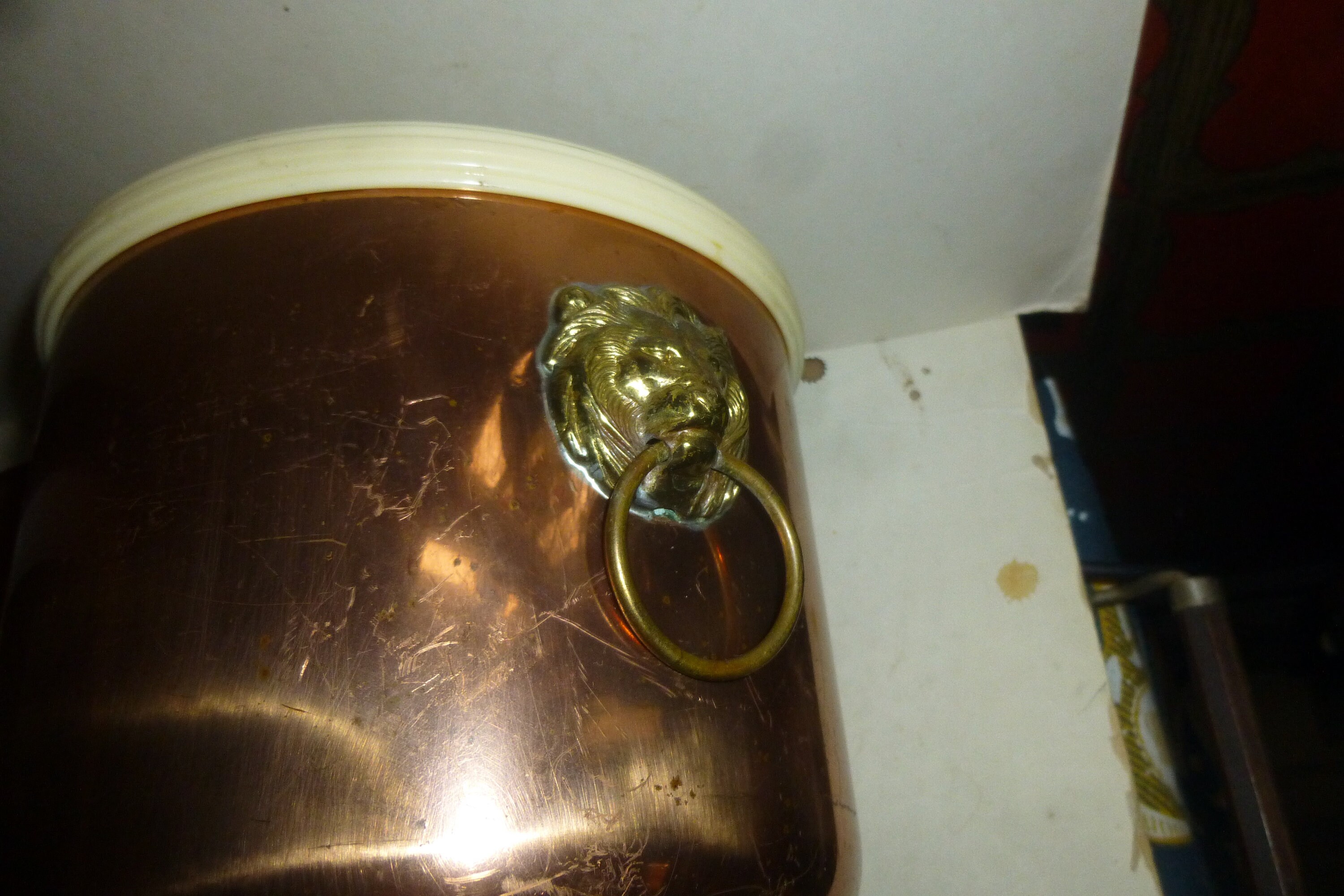 Lion Ring Handle Copper and Brass Ice Bucket Mid Mod Form | Etsy