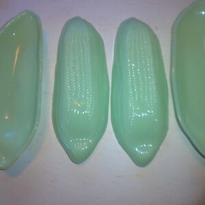 Jadeite Glass Corn on the Cob Dishes - Very Rare Set of 4 Cast Green ...