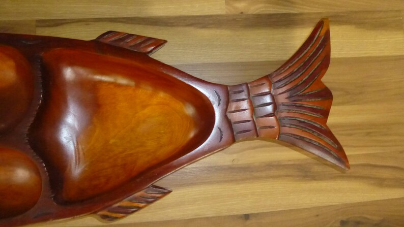Carved Wood Fish Bowl or Tray - Massive Handmade Polynesian/tiki-esque ...