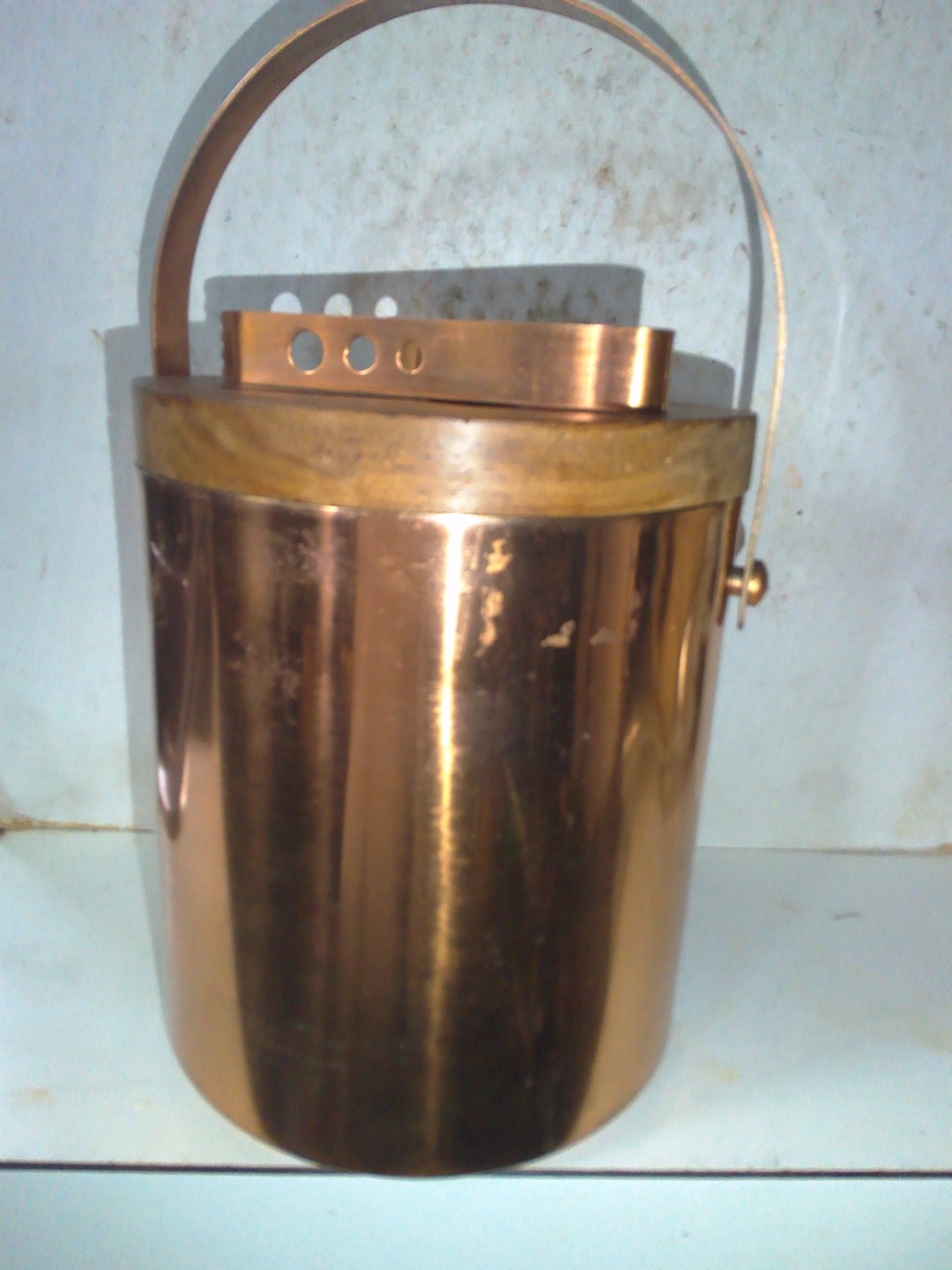 MCM Ice Bucket and Tongs - Copper Clad Stainless Steel Insulated Form W ...