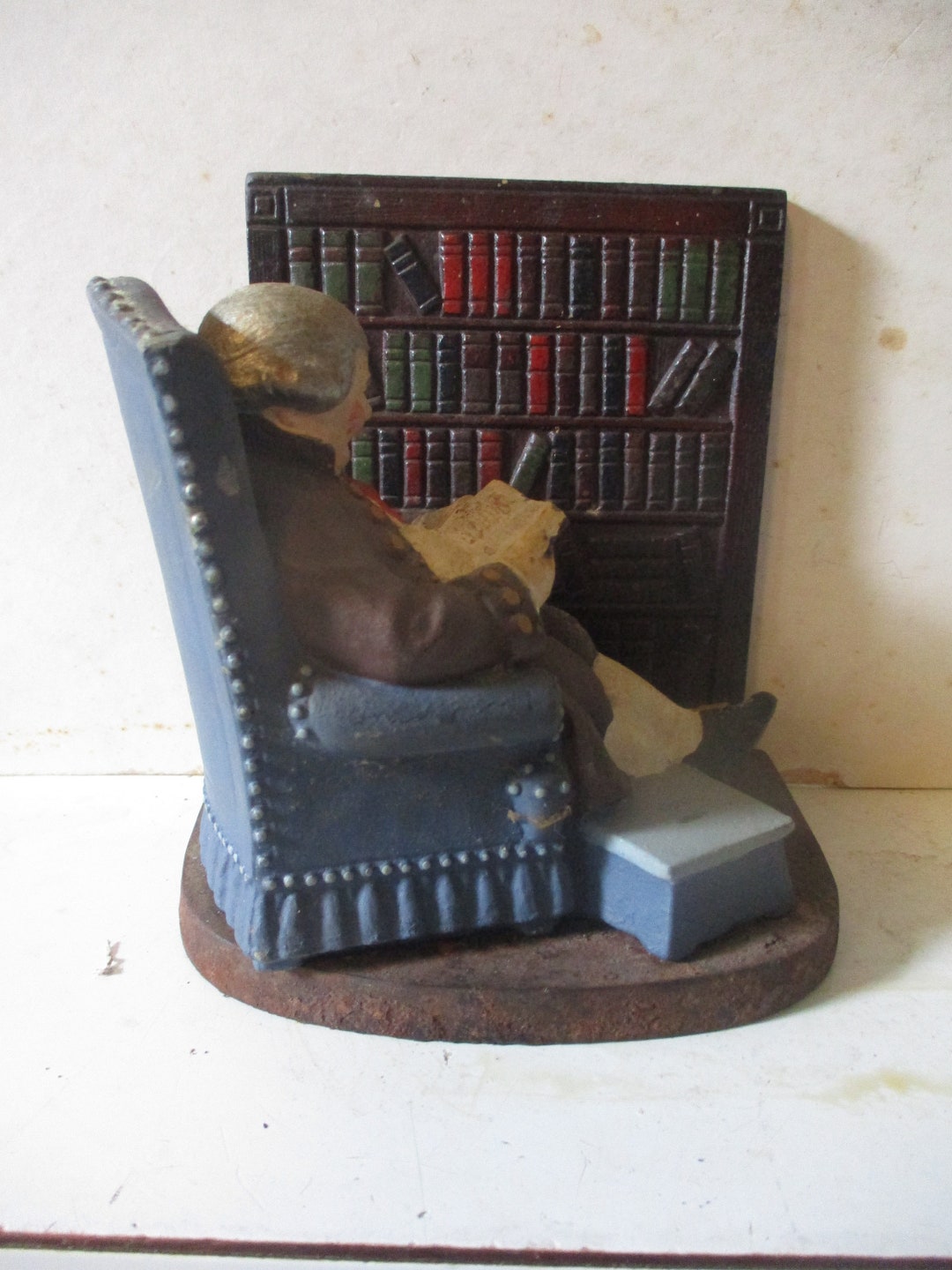 Revolutionary War Era Man in Library Cast Iron Doorstop Bookend-5.5 ...