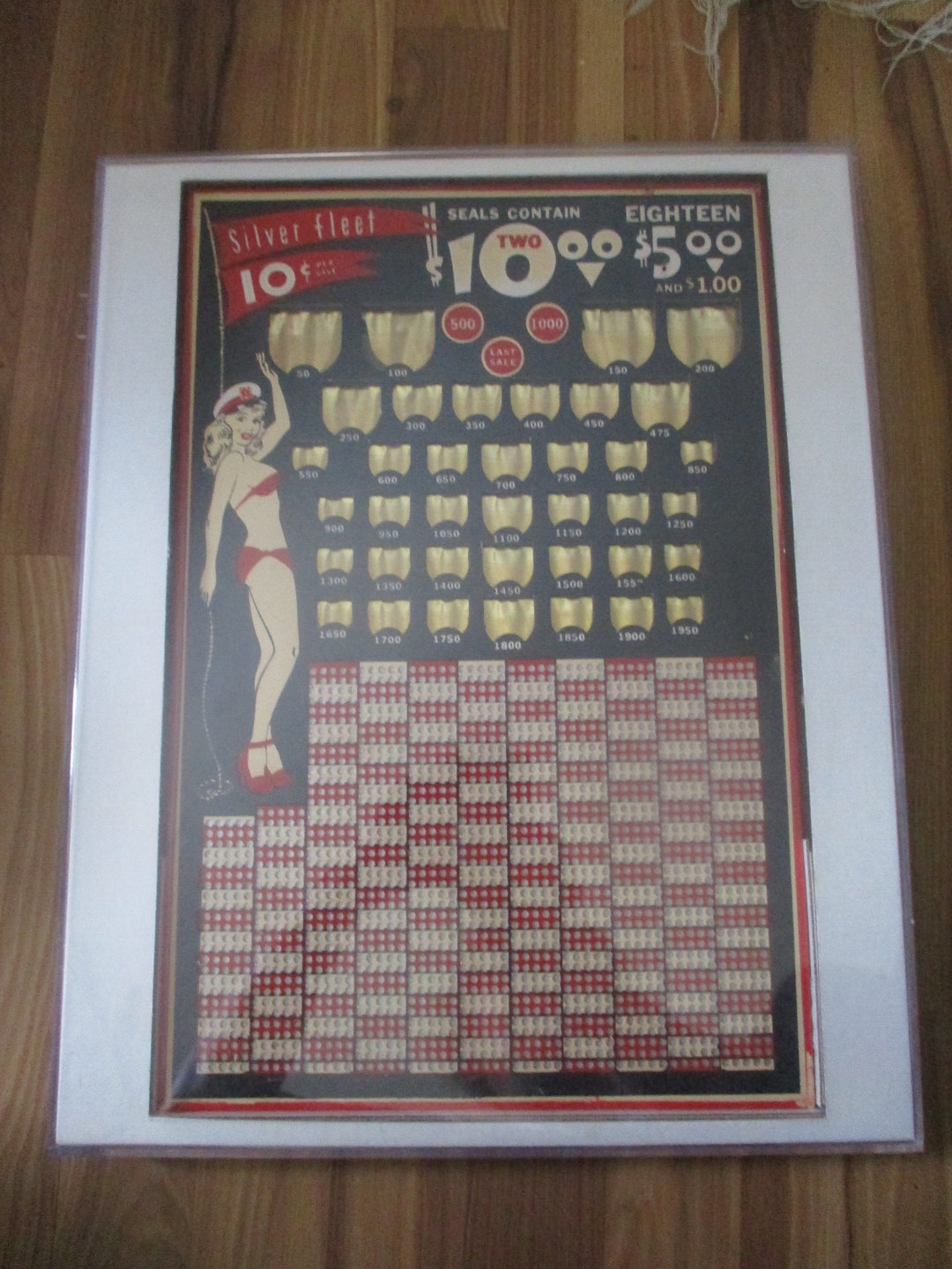 Silver Fleet 10 Cent Punch Card Lottery Game - Framed Unpunched 1950s ...