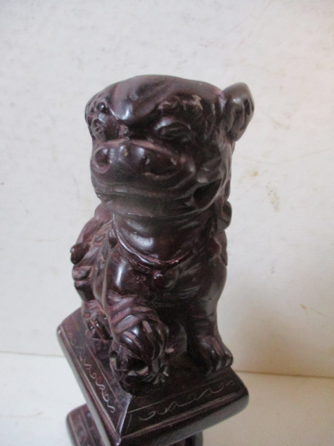 Foo Dog or Shi Shi Lion Figurine - Hand Carved Stone Form 6.25" High ...