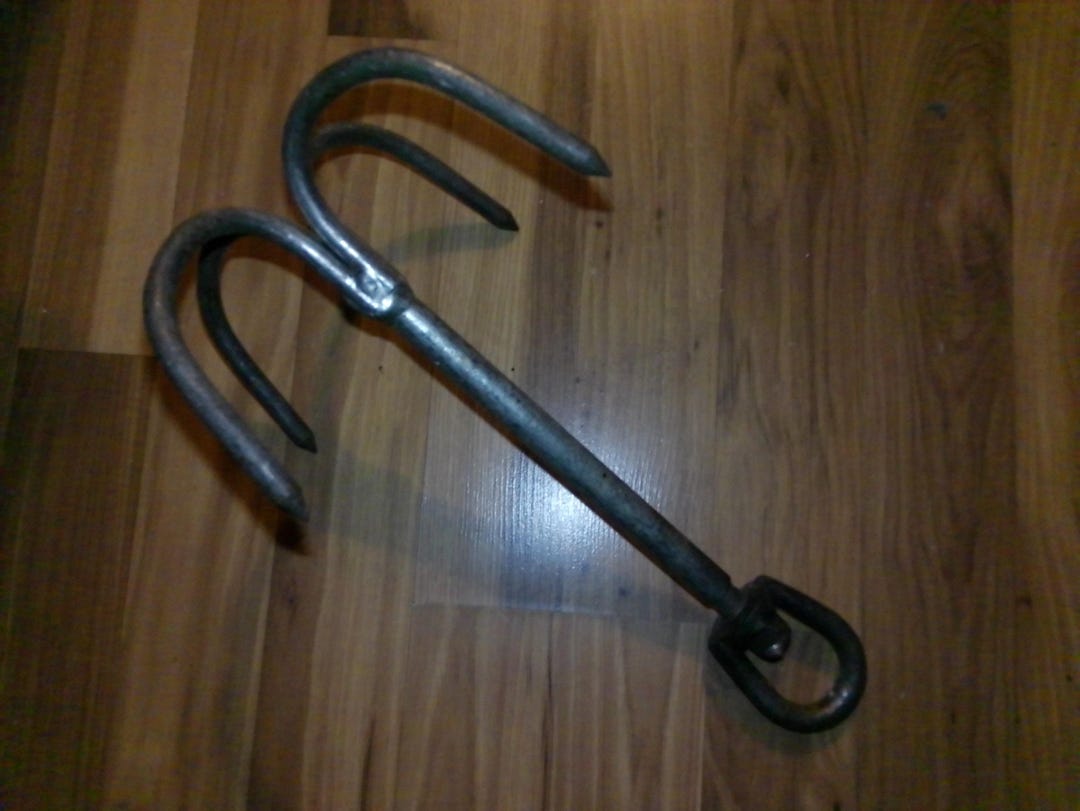 Grappling Hook or Gambrel or Cod Fishing Hook - Antique Hand Wrought ...