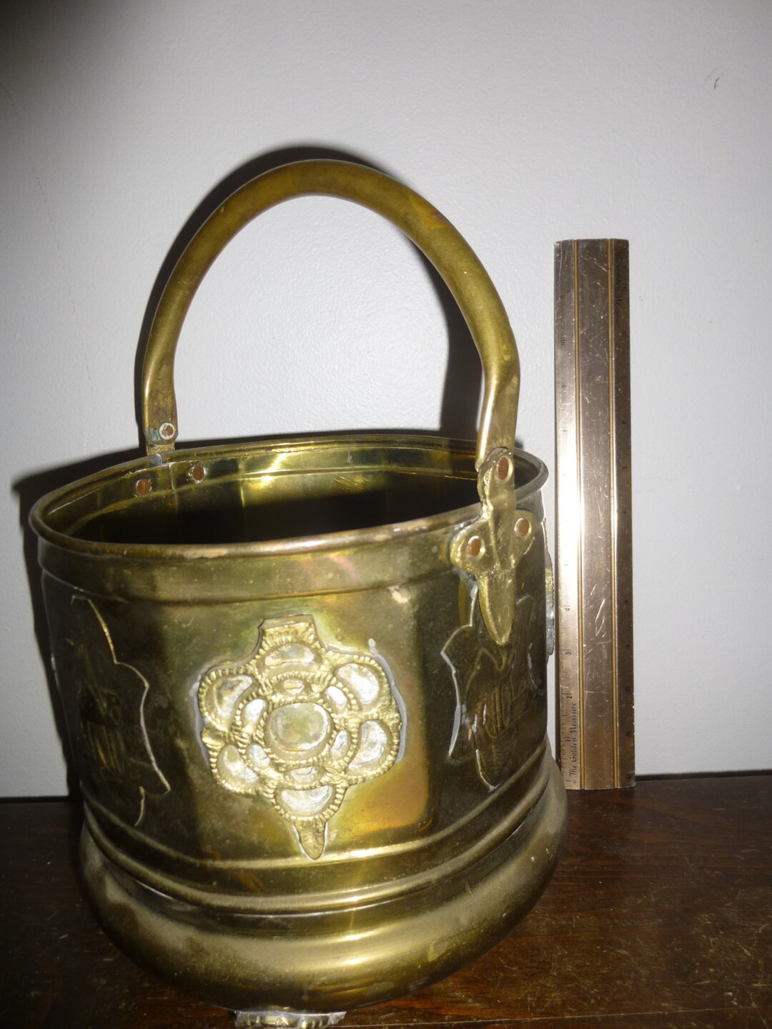 Egyptian Revival Brass Bucket W Swing Handle and 3 Feet Mosaic Style ...