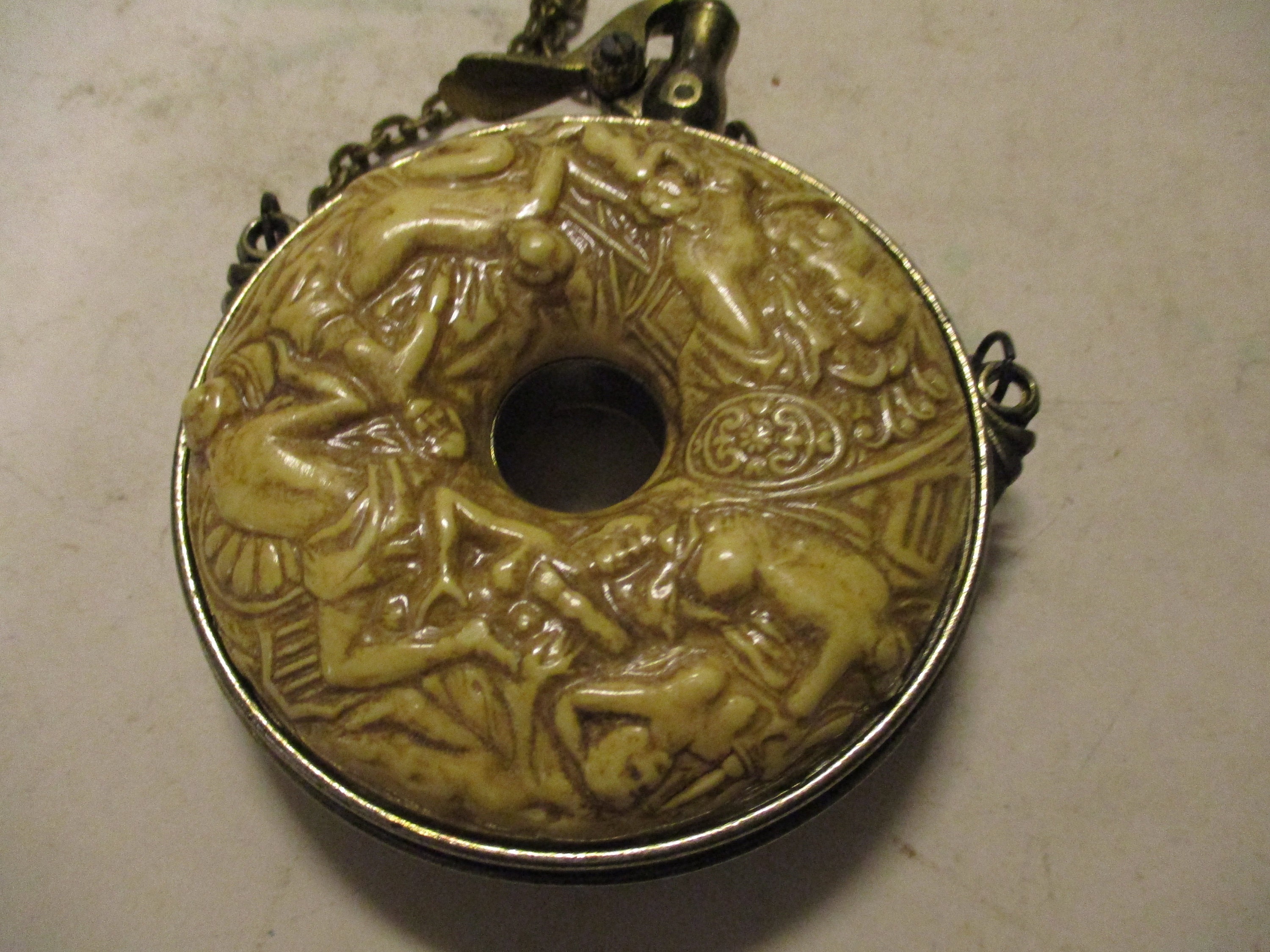 Antique French Powder Horn Repro - Rare and Unusual 4.25" Doughnut ...